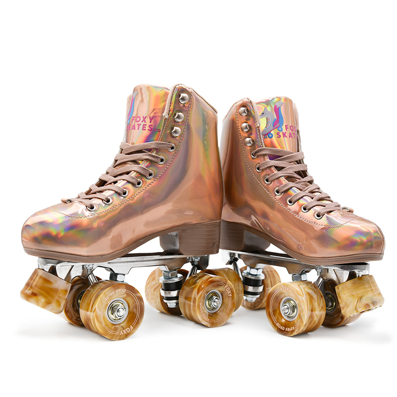 FoxySaktes Dazzling Groovy Rose Gold Premium Women's Roller Skates ...